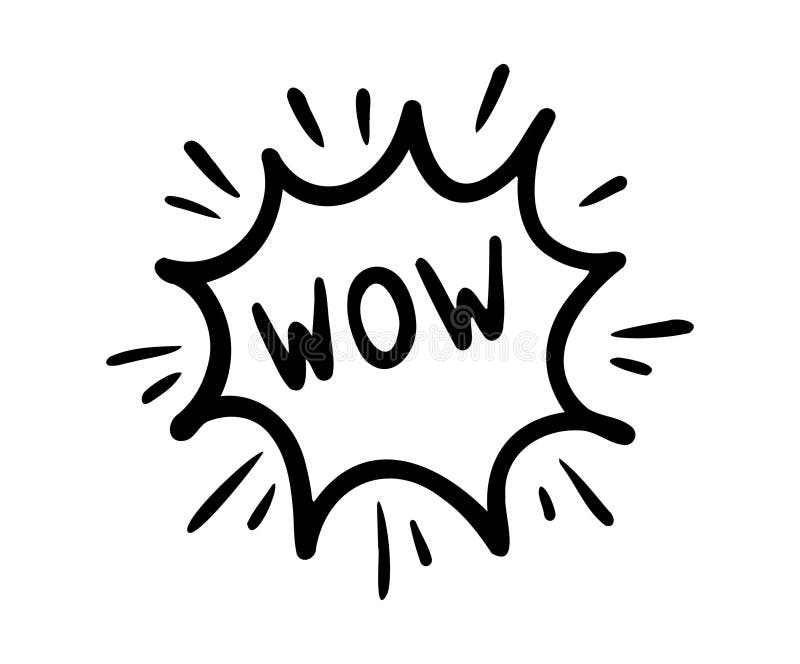 Wow Hand Drawn Bold Cloud Speech Bubble Element Wow Text. Explosion ...