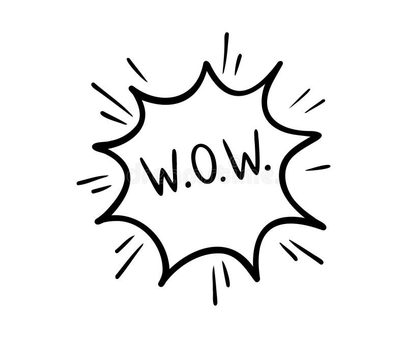 Wow Hand Drawn Cloud Speech Bubble Element Wow Text. Explosion Cloud ...