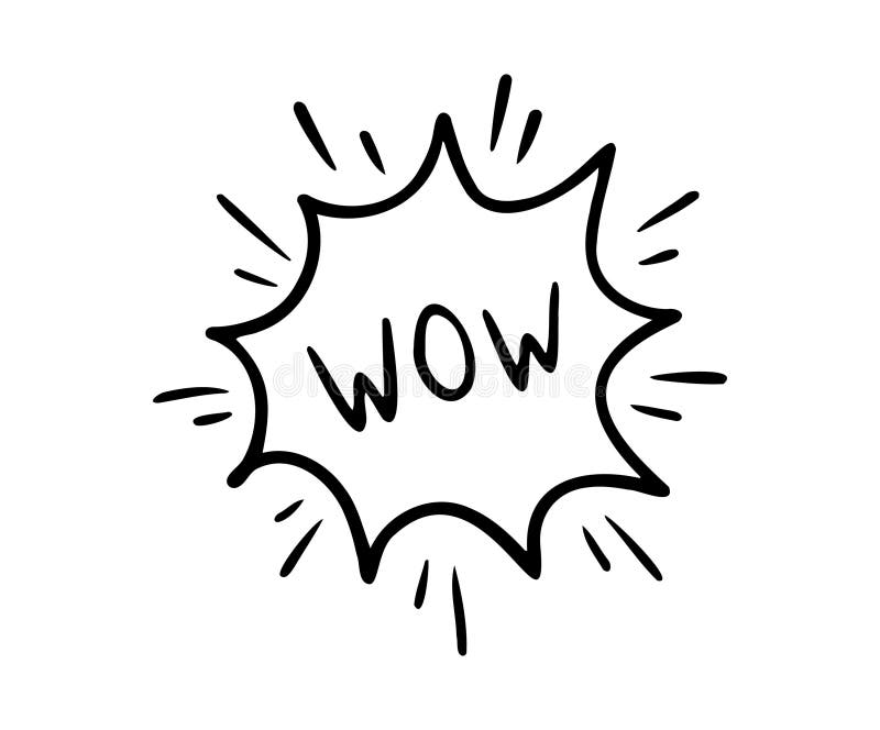 Wow Hand Drawn Cloud Speech Bubble Element Wow Text. Explosion Cloud ...