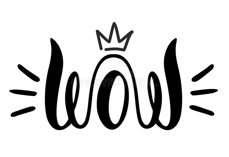 Wow Handwritten Word Font. Brush Pen Calligraphy Hand Drawn. Stock ...