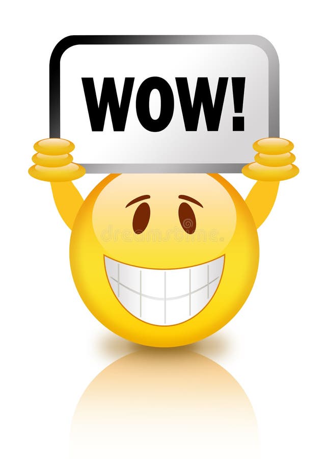 Smiley avec wouah le signe illustration de vecteur. Illustration du ...