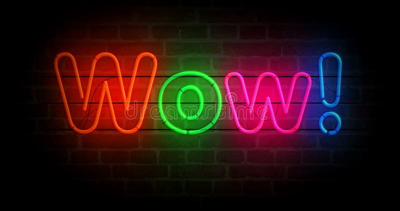 Wow Neon on Brick Wall Loop Stock Video - Video of symbol, wall: 319392841