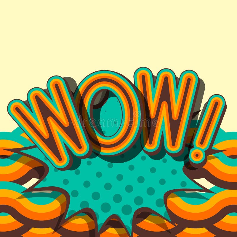 WOW - Retro Lettering with Shadows, Halftone Pattern on Poster Popart ...