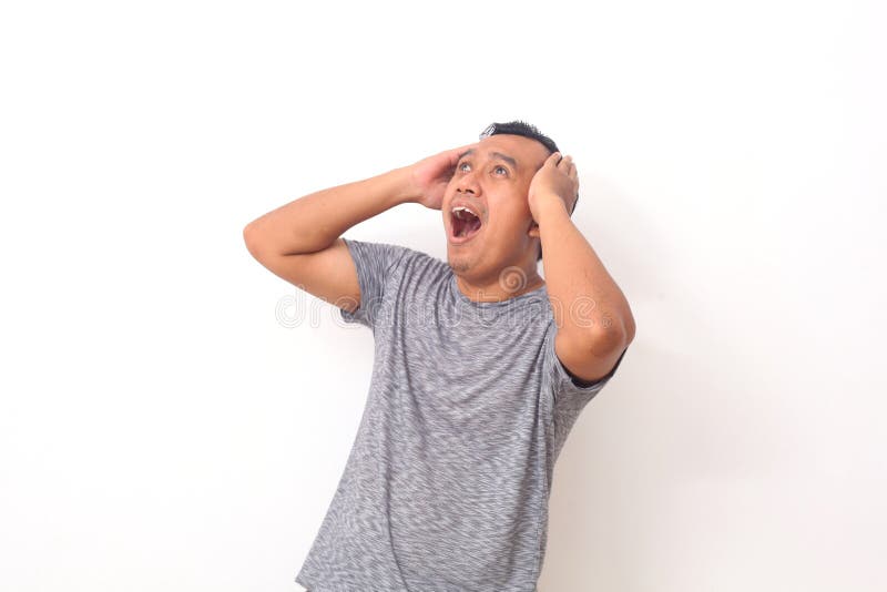 Wow and Shocked Face of Asian Man Point To Present an Empty Space of ...