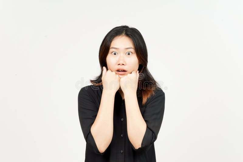 WOW Shocked Face Expression of Beautiful Asian Woman Isolated on White ...