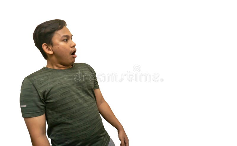 Wow and Shocked Face Expression of Young Asian Malay Man Point To ...