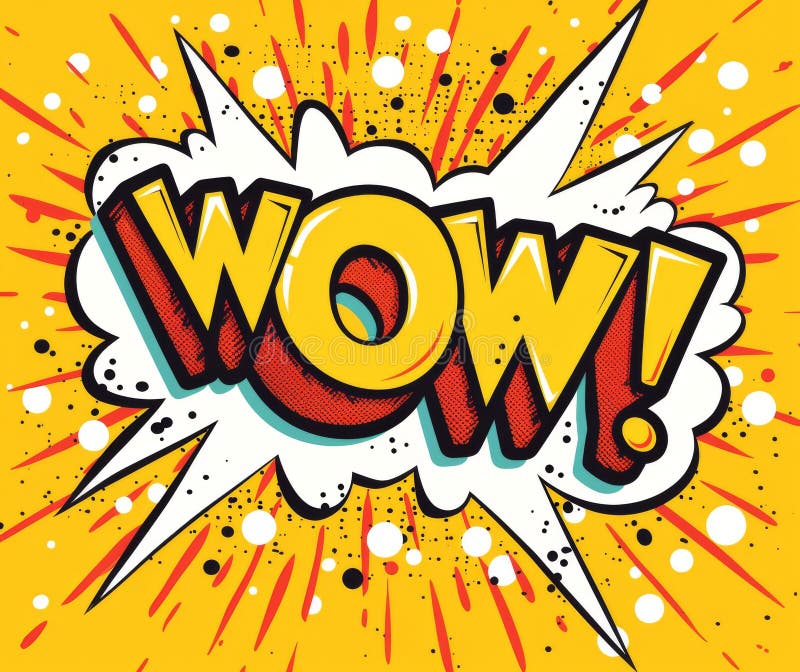 Wow Speech Bubble in Comic Book Style on Yellow Background Stock Image ...