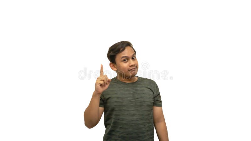 Wow and Surprised Face Expression of Young Asian Malay Man in White T ...