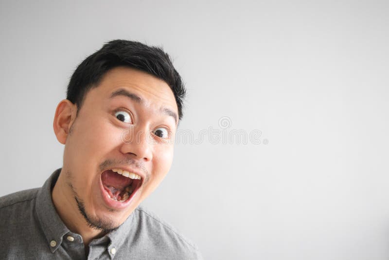Wow and Surprised Face of Funny Good Looking Man Stock Photo - Image of ...