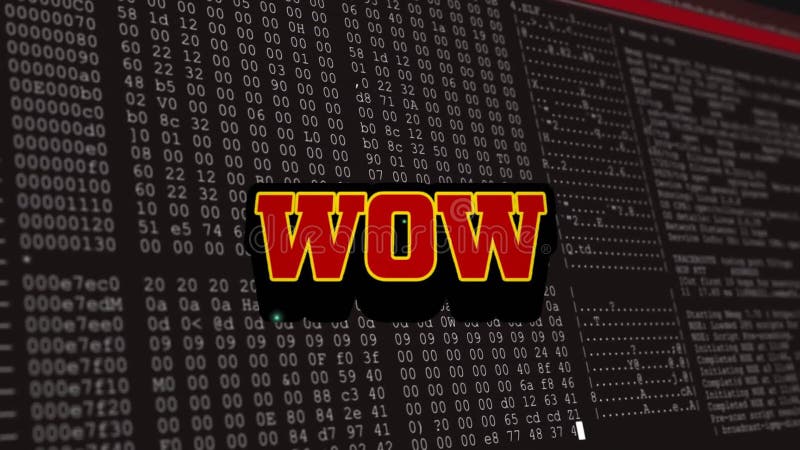 Wow Text Animation Over Digital Data and Binary Code Background Stock Video - Video of ...