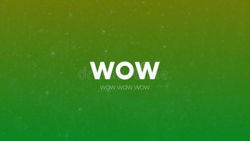 WOW Text Animation Over Green Gradient Background with Subtle Particles Stock Footage - Video of ...