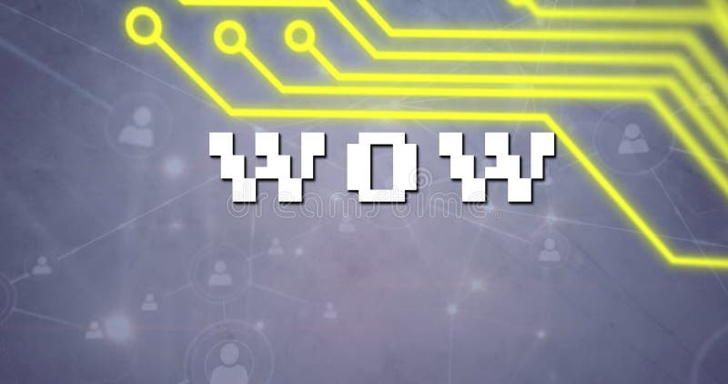 Wow Text Banner and Yellow Microprocessor Connections Against Network ...