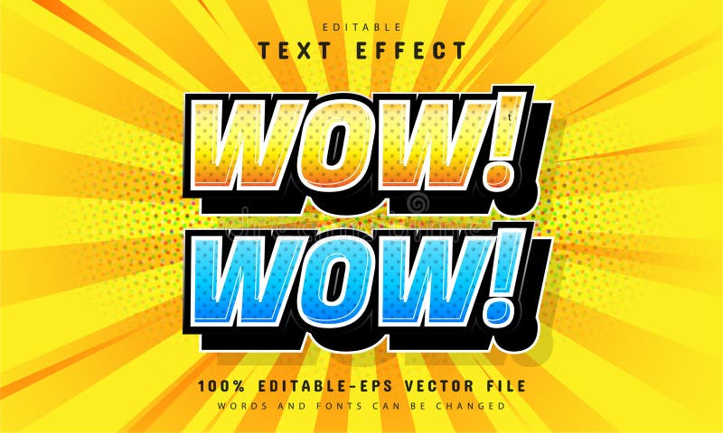 Wow Text Effect Comic Style Stock Vector - Illustration of vector ...