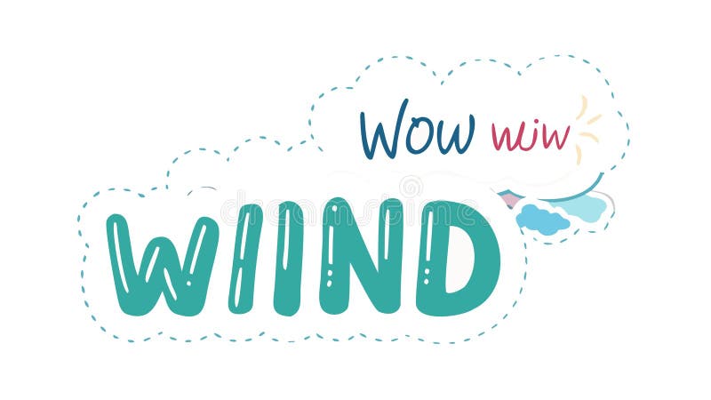 Wow Wow Wind Text Art, Dynamic Weather Expression, Vector Design ...
