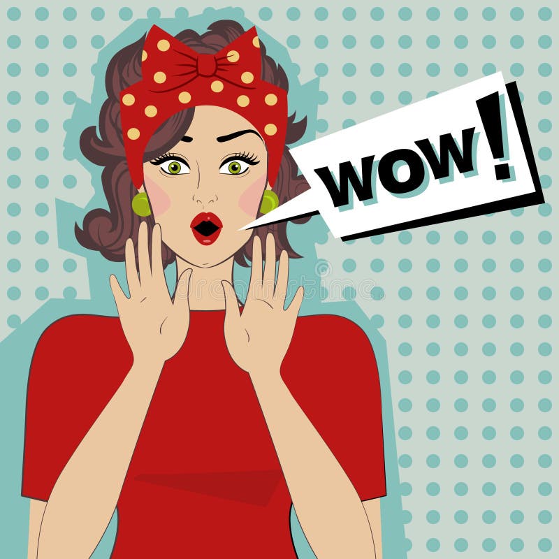 Wow Woman and Speech Bubble. Stock Illustration - Illustration of hands ...