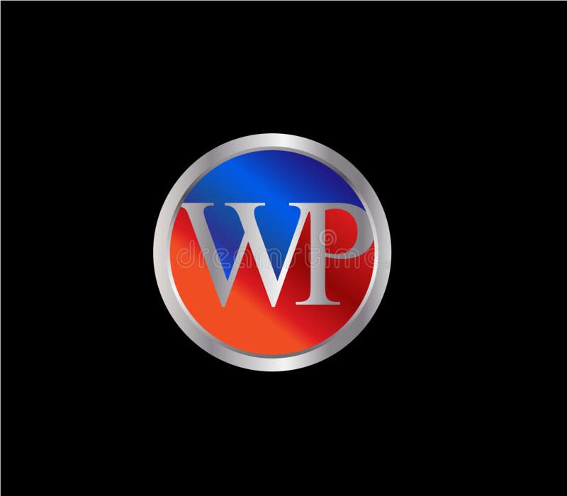 WP Initial Circle Shape Silver Red Blue Color Later Logo Desig Stock ...