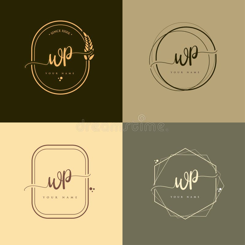 WP Initial Handwriting Logo Vector Sets. Hand Lettering Initials Logo ...