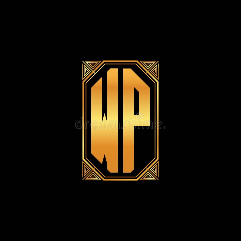 WP Logo Letter Geometric Golden Style Stock Vector - Illustration of ...
