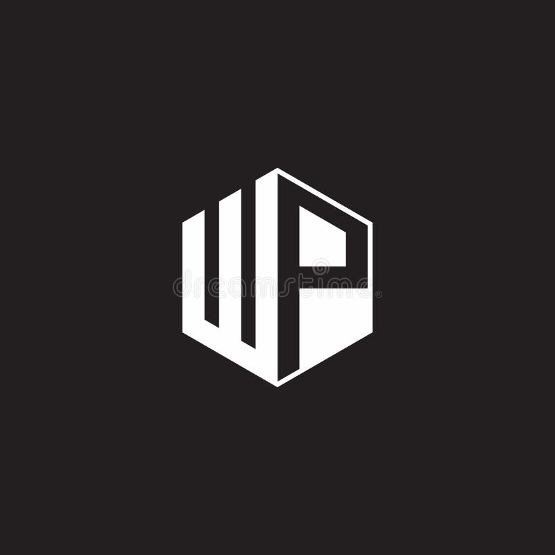 WP Logo Monogram Hexagon with Black Background Negative Space Style ...