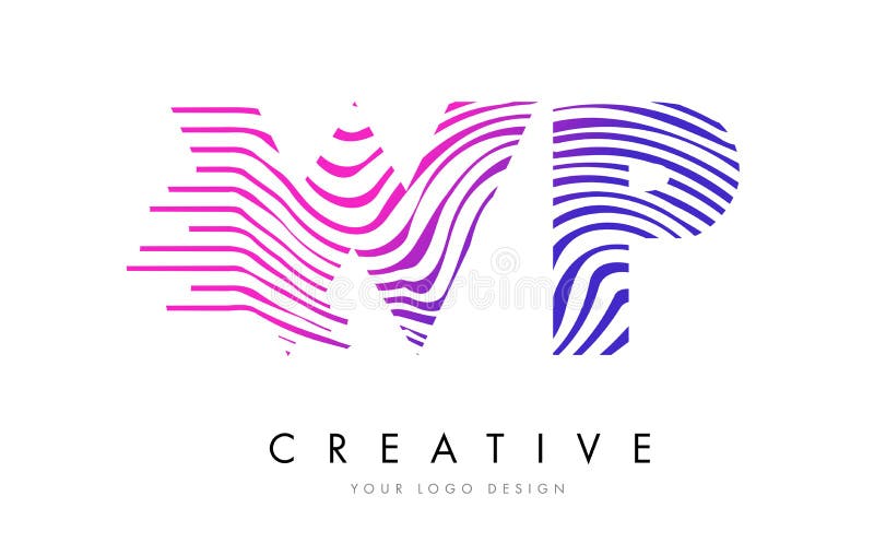Wp W P Zebra Lines Letter Logo Design With Magenta Colors Stock Vector Illustration Of Colors