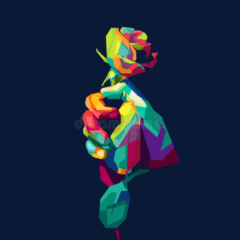 WPAP Portrait, Rose in the Hand, Polygonal Mosaic, Solid Color Stock ...