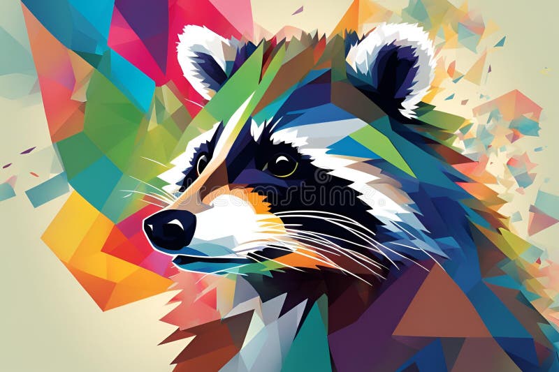 Wpap Style Abstract Background, Raccoon Stock Illustration ...