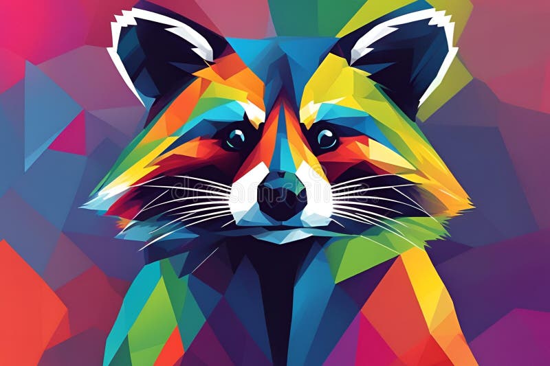 Wpap Style Abstract Background, Raccoon Stock Illustration ...