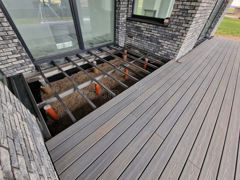 WPC Terrace during Construction and Installation Stock Image - Image of ...