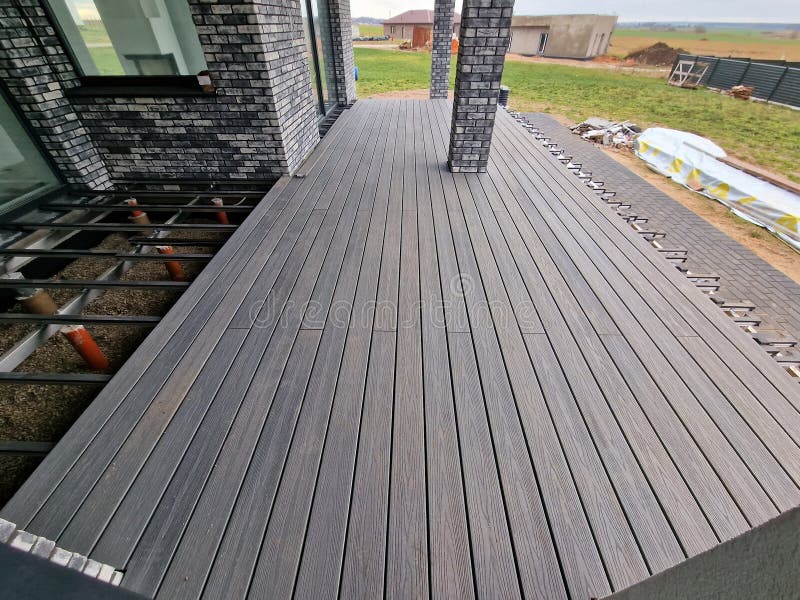 WPC Terrace during Construction and Installation Stock Image - Image of ...