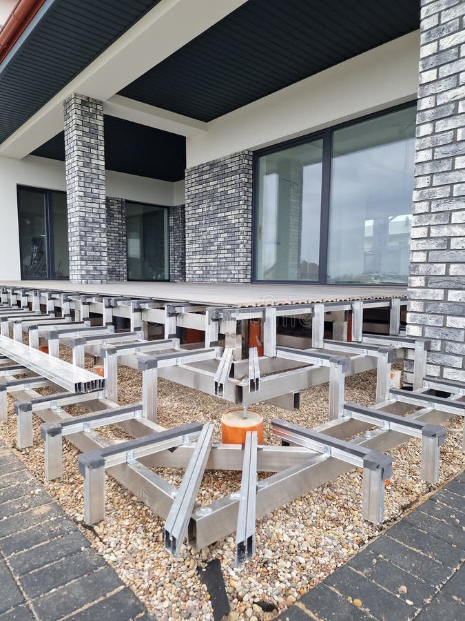 WPC Terrace during Construction and Installation Stock Image - Image of ...
