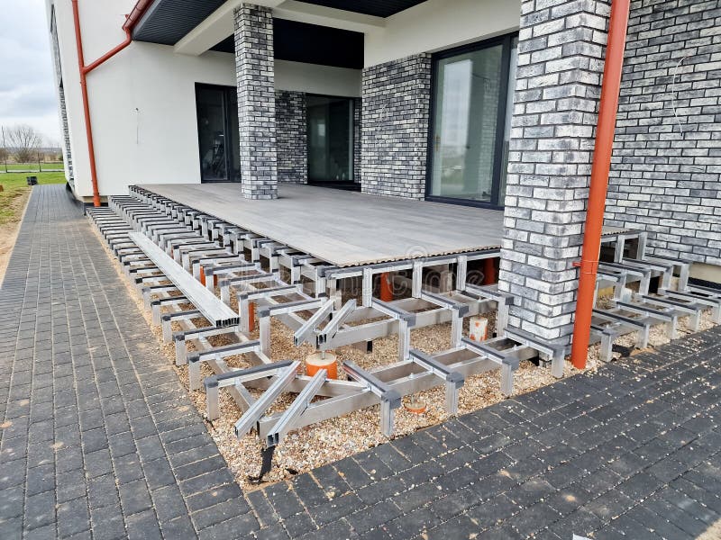WPC Terrace during Construction and Installation Stock Image - Image of ...