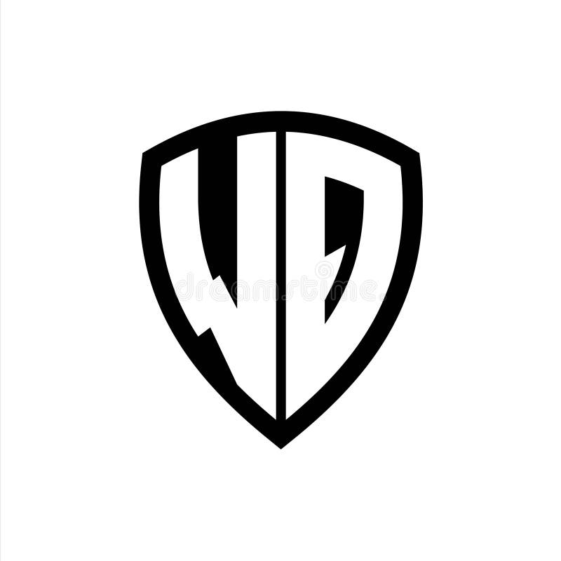 WQ Monogram Logo with Bold Letters Shield Shape with Black and White ...