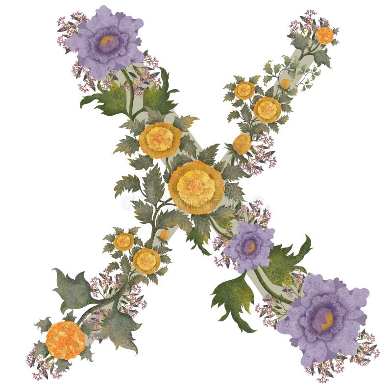 Capital Letter X of the English Alphabet with Watercolor Summer ...