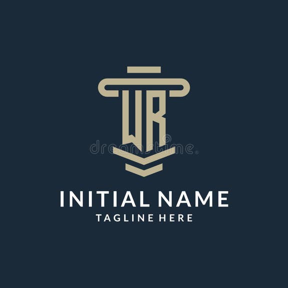 WR Initial Logo Monogram with Simple Luxury Pillar Line Vector Design ...