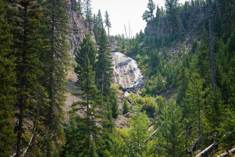 Wraith Falls in Yellowstone National Park. Waterfall Level is Very Low ...