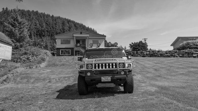 Wrangell, Alaska USA - May 26, 2019: Hummer H2 Jeep Car, Front View ...