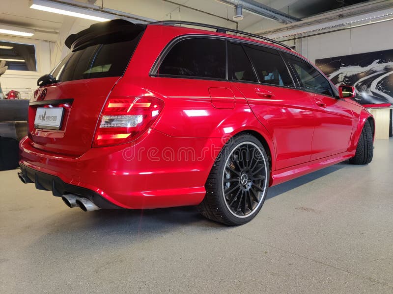 Wrap Amg63 Mercedesbenz Red Car Editorial Stock Photo - Image of ...