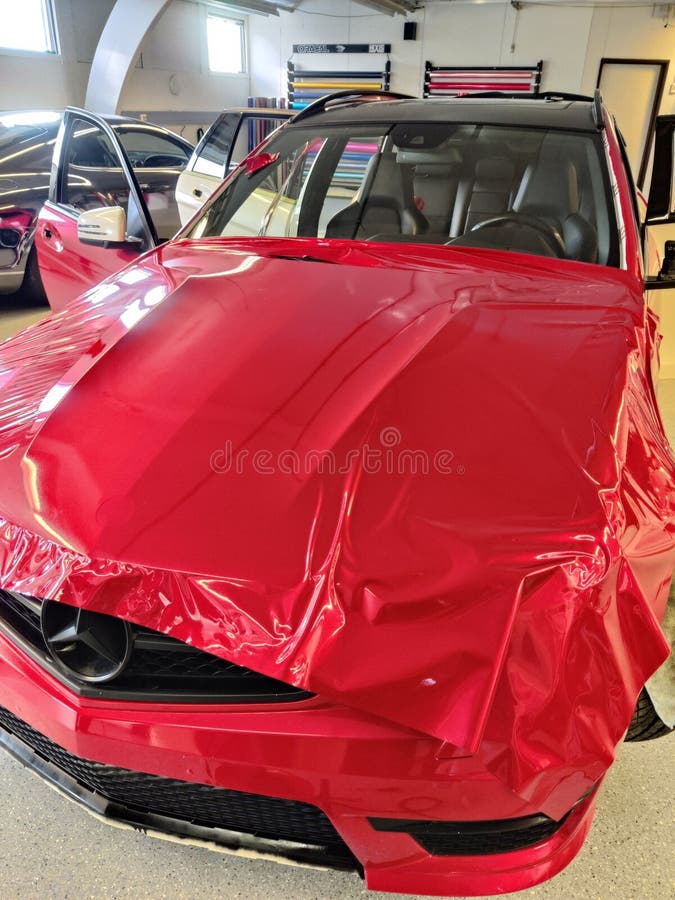 Wrap Amg63 Mercedesbenz Red Car Editorial Photo - Image of wrap, amg63 ...