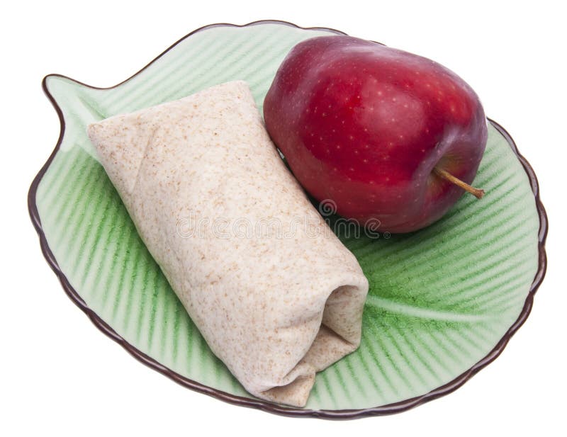 Wrap on a Plate with Apple stock image. Image of snack - 14841095