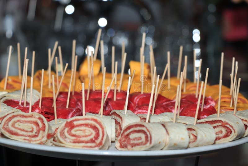 Wrap Rolls Served As Snacks Stock Photo - Image of catering, tray ...