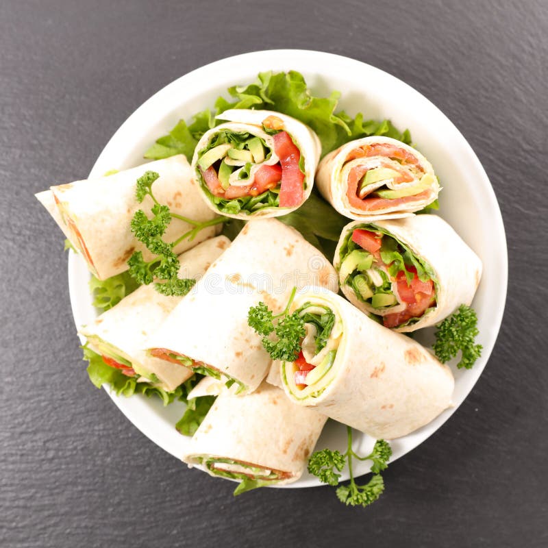 Buffet of sandwich wrap stock photo. Image of flatbread - 28636338