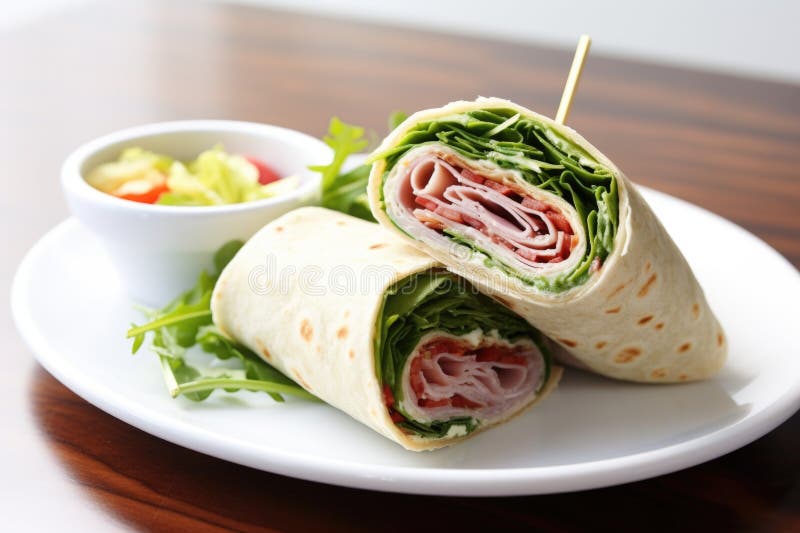 A Wrap Sandwich on a White Plate Stock Illustration - Illustration of ...