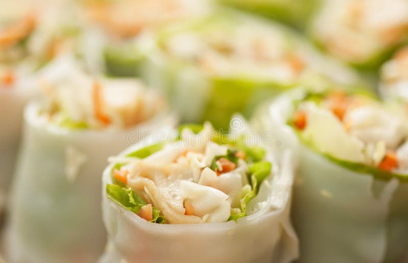 Wrap Vegetable Noodle in Row Stock Photo - Image of leaf, cuisine: 23068792