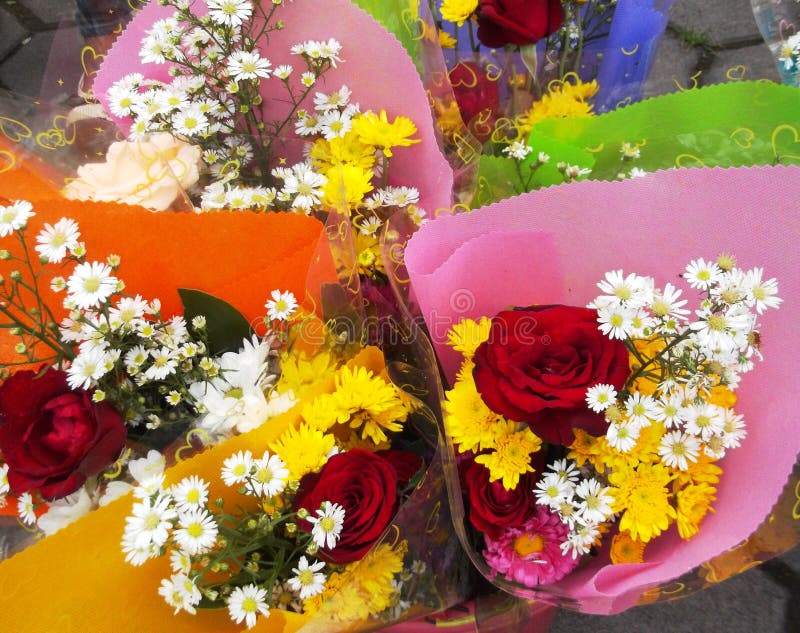 Wrapped Bouquets of Flowers Stock Image - Image of trade, bunch: 79771567