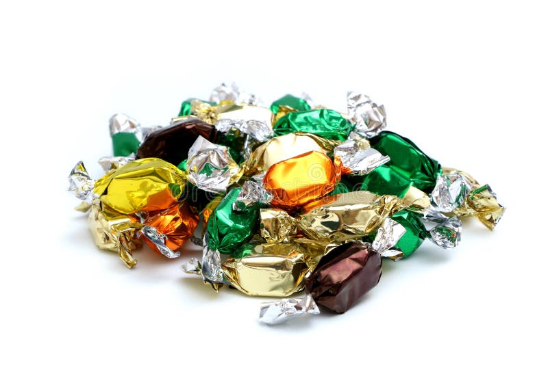 Wrapped Caramels stock photo. Image of sweetie, silver - 43978032