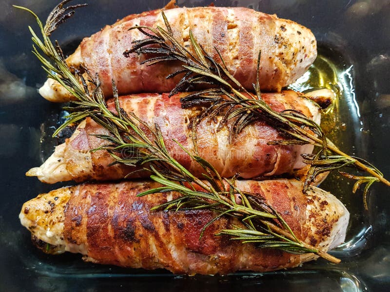Wrapped chicken breast stock image. Image of grilled - 200215139