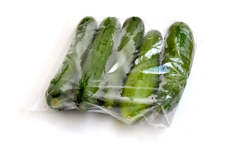 Cucumbers Wrapped in Plastic Background Stock Photo - Image of natural ...