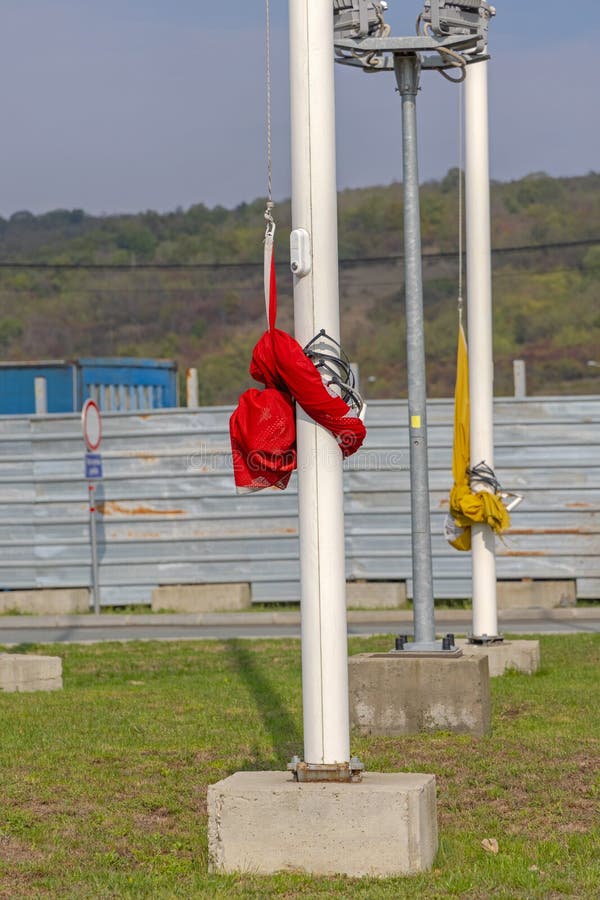 Wrapped Flags Pole stock photo. Image of bottom, wrap - 234338464