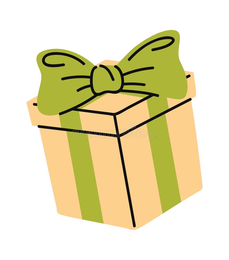 Wrapped Gift Box Hand Drawn Stock Illustration - Illustration of ...