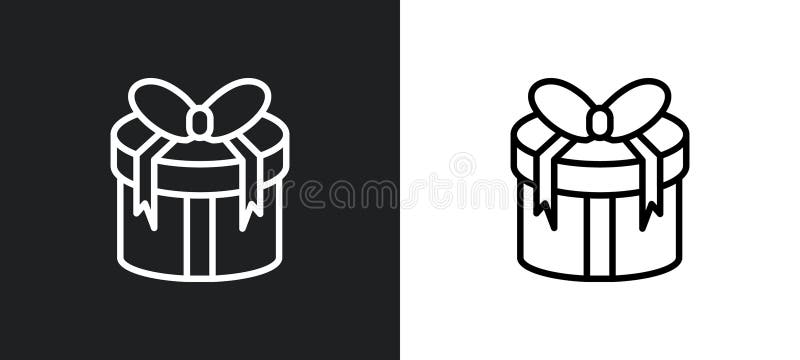 Wrapped Gift Box with Ribbon Outline Icon in White and Black Colors ...